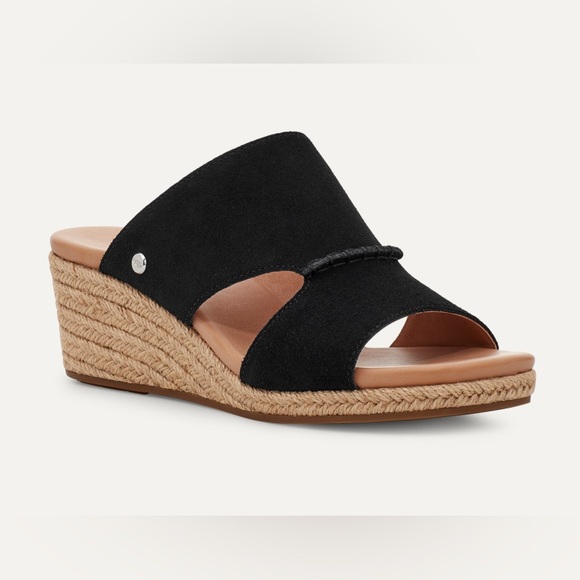 UGG | Shoes | Ugg Black Wedge Sandals With Crisscross Straps | Poshmark